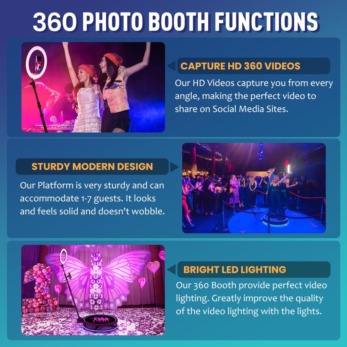 Kricikr 360 Photo Booth Machine for Parties,360 Camera Booth with Battery Pack,Custom Magnetic Logo,APP,Flight Case etc Deluxe Suit,Control by Remote or APP (68cm/27)