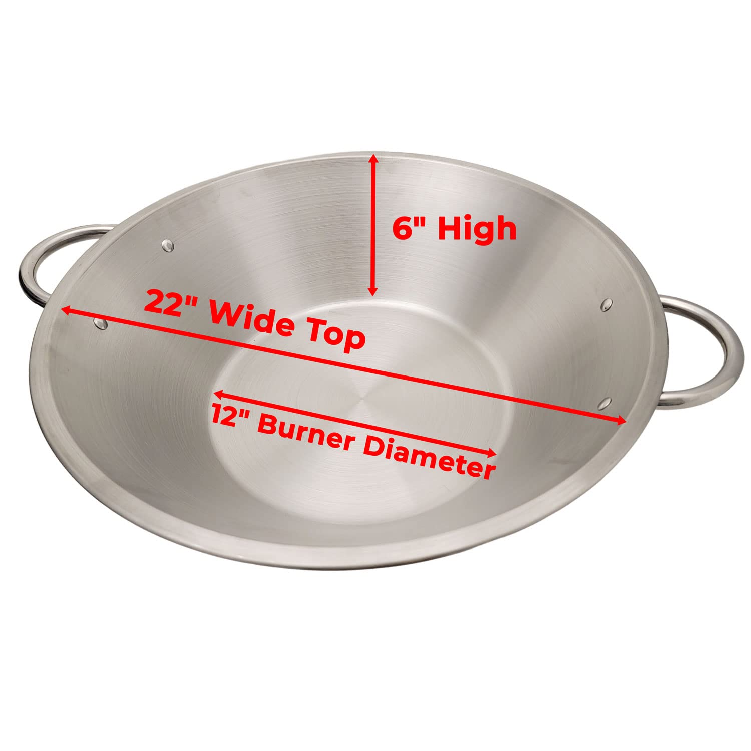 LAVO HOME 22 Inch Carnitas Cazo Flat Bottom Comal Stainless Steel Caso Pot Pan Wok Gas Stove 21 Qt
