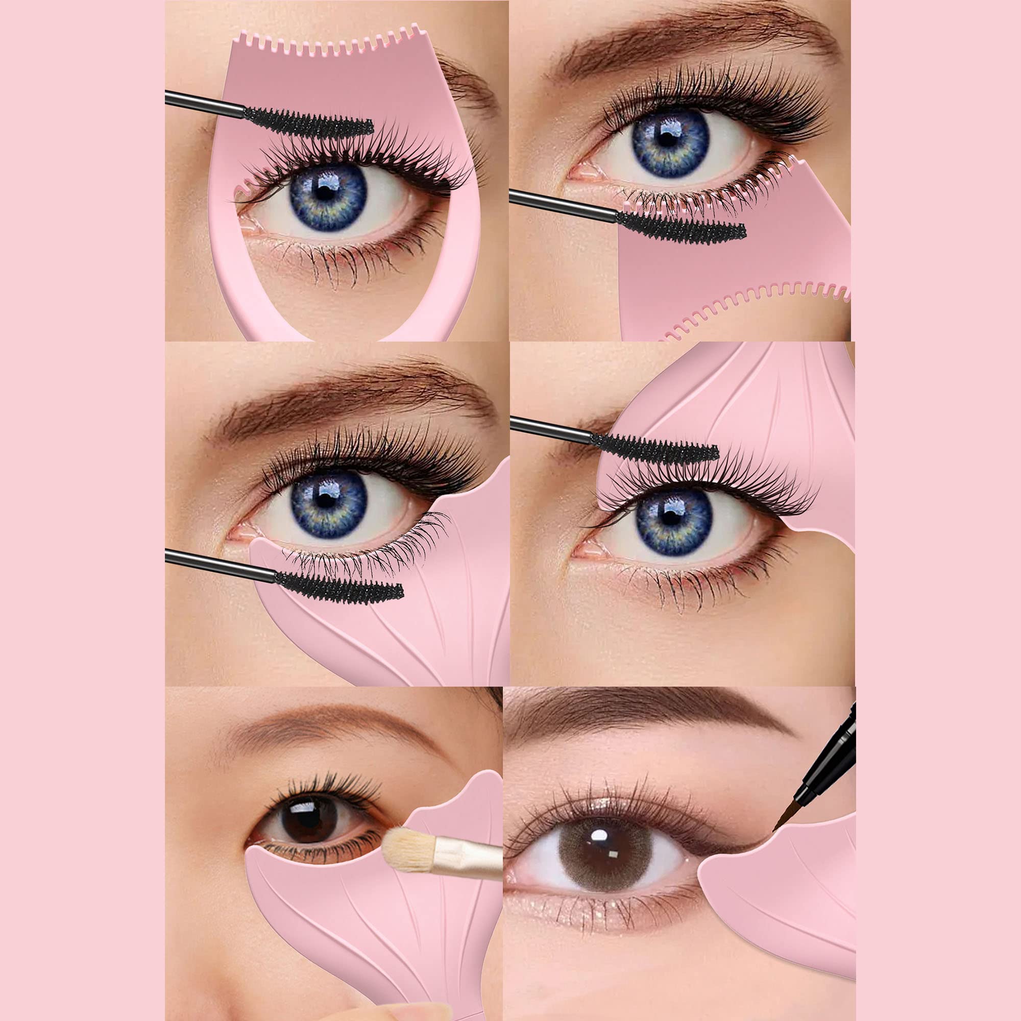 Mascara Shield Applicator Guard | Silicon Eyeliner tool | Upper and Lower Eye Lash Shield for Applying Lashes | Reusable Makeup Mascara applicator tool | Pink, 0.96 ounces, 1.0 Count, (Pack of 1)
