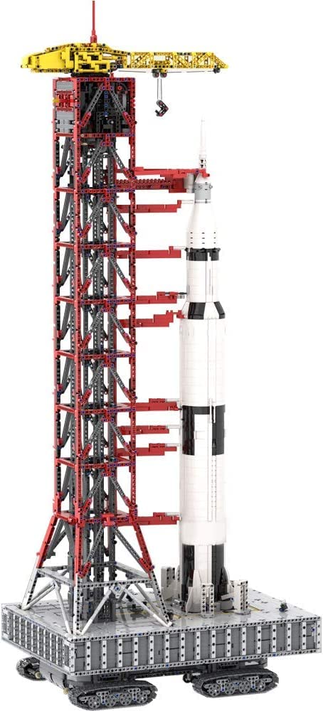 Launch Tower Compatible with Lego Ideas NASA Apollo Saturn V 92176/ 21309 Outer Space Model Rocket Building Kit; Mk I Launch Tower Large Base Building Toy for Kids and Adults; 7704 PCS with PF Motors