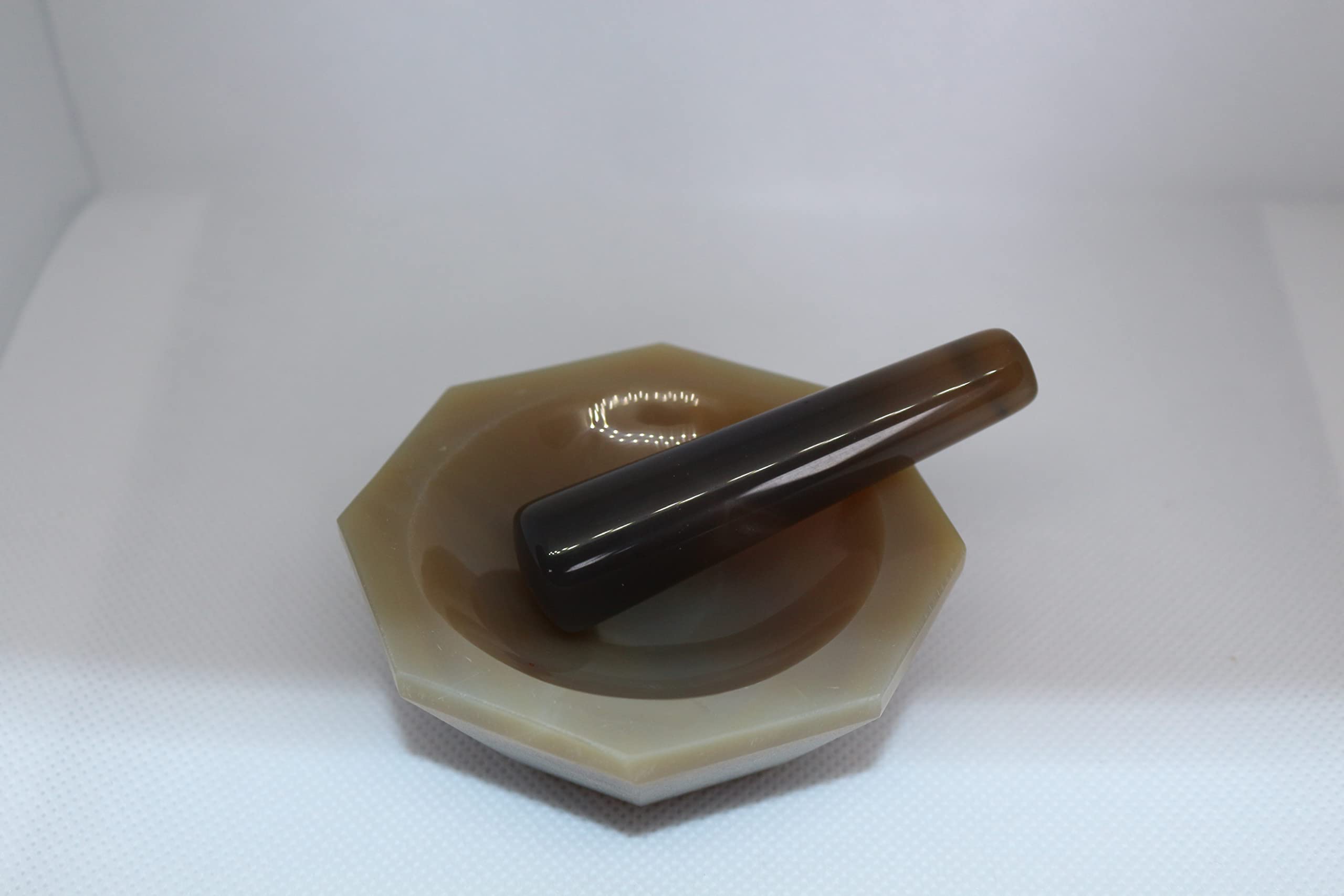 LAB4US Agate Mortar and Handheld Set ID 50mm Natural Agate Grinder for Lab Grinding Polished Brazilian Agate Internal Diameter 50mm, External Diameter 60mm; Depth 12mm; Hardness 7-7.2(50mm)