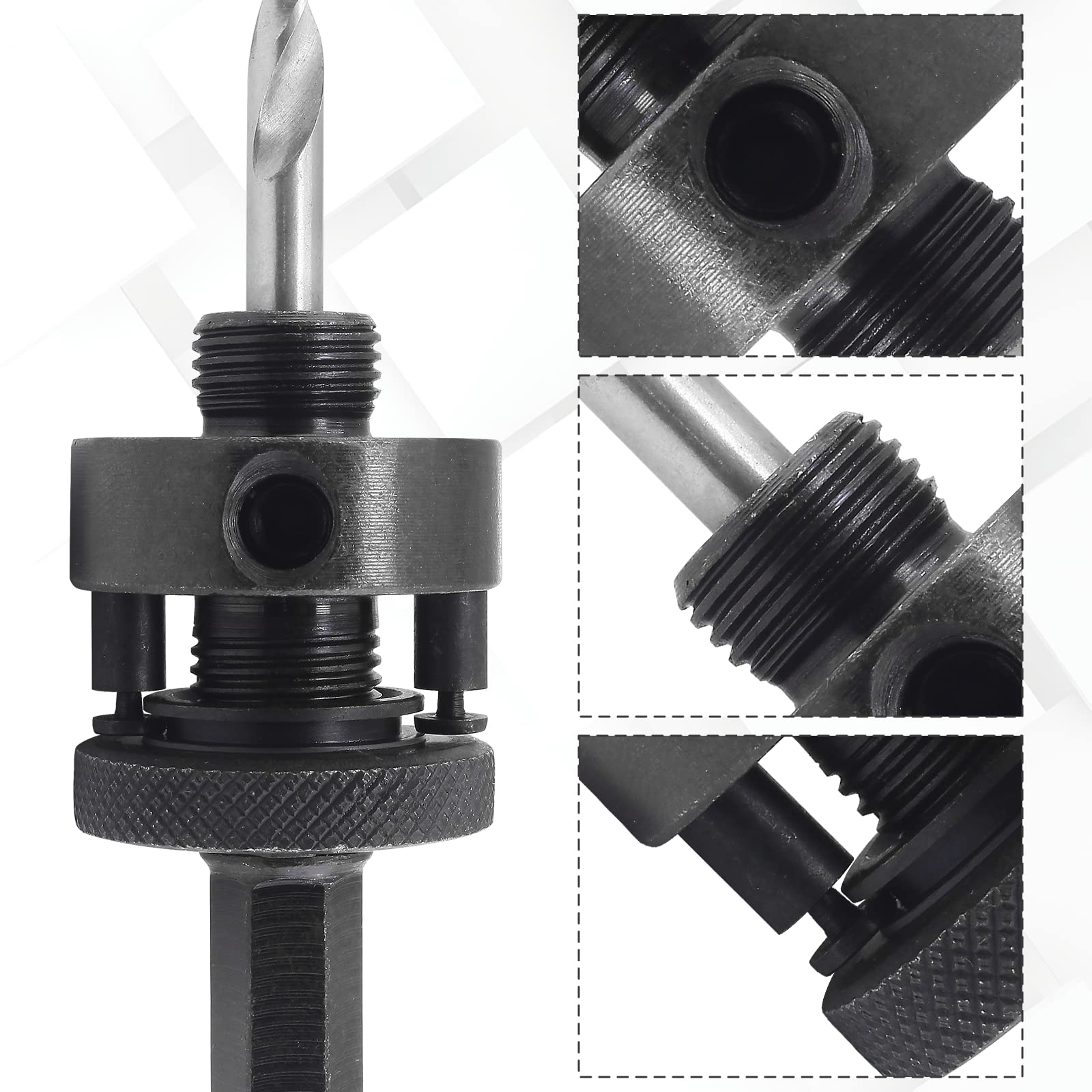 Kyuionty Hole Saw Mandrel, Shank Hole Saw Arbor Heavy Duty Quick Change Mandrel with 1/4 Inch Replacement Pilot Drill Bits