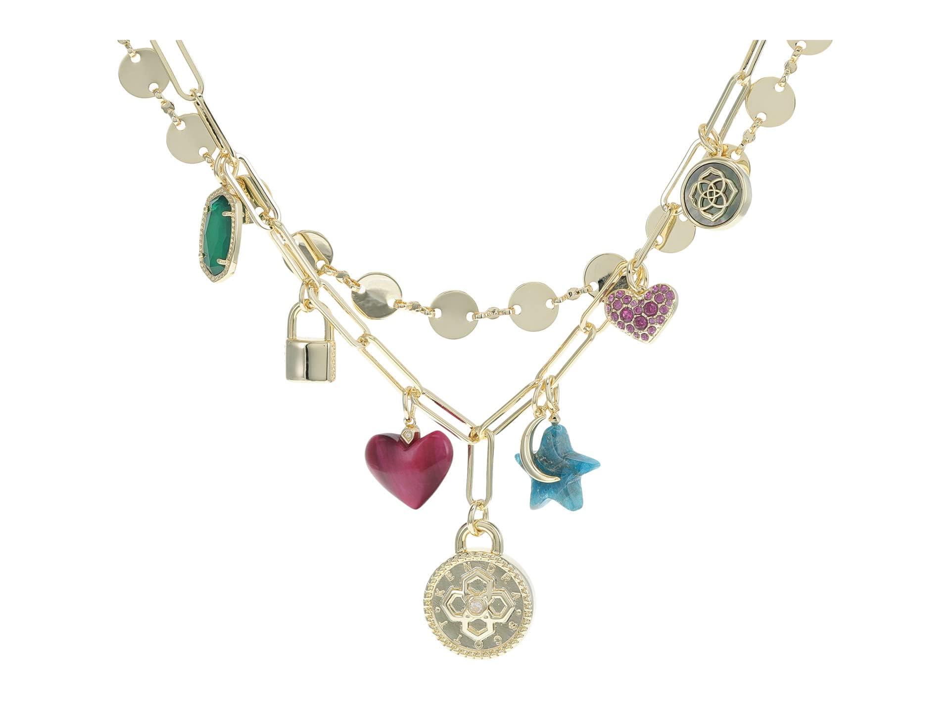 Kendra Scott Frankie Crystal Charm Necklace Gold Multi Mix One Size