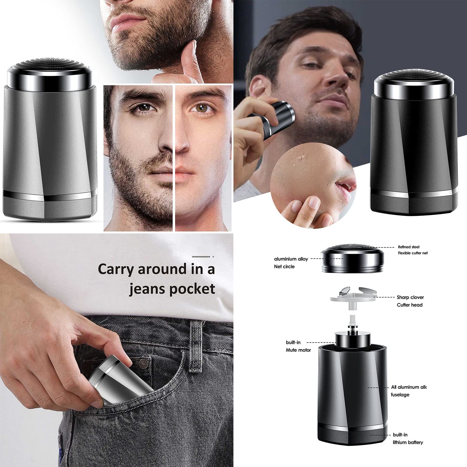 LXosff Men's Foil Shavers Small Pocket Size Washable Electric Rechargeable Travel Shavers for Men Mini Portable Shaving Microfoil for Ready to Use Legally Smooth Leg
