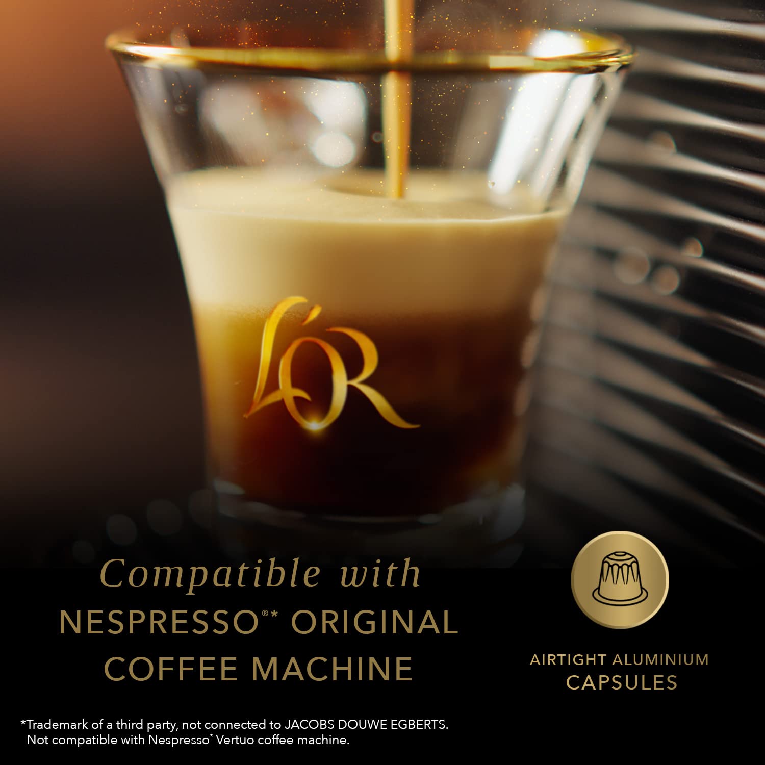 L'OR DECAF Espresso Capsules, 50 Count DECAF Ristretto, Single-Serve Aluminum Coffee Capsules Compatible with the L'OR BARISTA System & Nespresso Original Machines