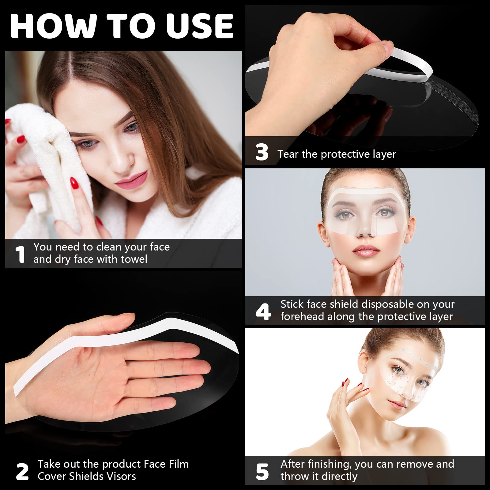 Microblading Shower Visor Face Shield Disposable Clear Eyebrow Shield Goggles Face Cover Bath for Adult Hair Hairspray Eyelash Extension Eye Surgery Aftercare Salon Permanent Makeup (500 Pcs)
