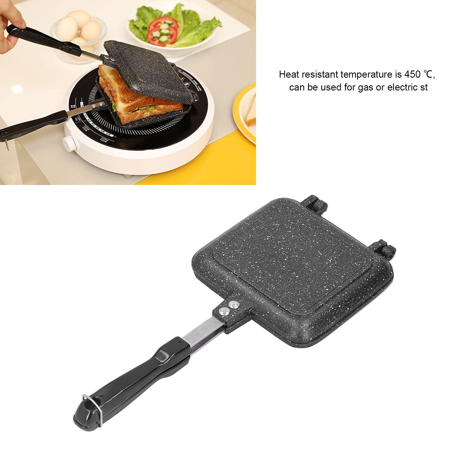 Lazmin112 Nonstick Double Sided Frying Pan, Breakfast Pot Aluminum Alloy Flip Tray Barbecue Plate for Indoor and Outdoor Cooked Chicken Fish