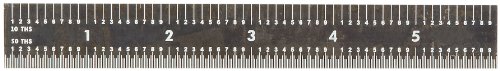 Mitutoyo 182-113, Steel Rule, 6" (3R), (1/32, 1/64, 1/10, 1/50"), 3/64" Thick X 3/4" Wide, Black Chrome Finish Tempered Stainless Steel