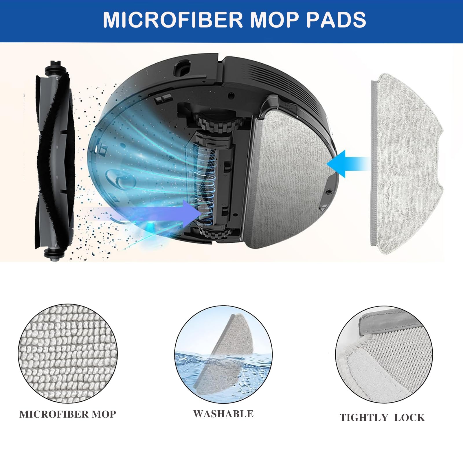Replacement Parts for Airrobo T20+ Robot Vacuum Accessories Kit, Inclue1 Main Brush 3 HEPA Filters 3 Mop Pads 3 Dust Bags 6 Side Brushes(16 Pack )