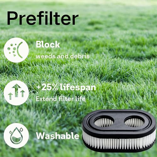 Lawn Mower Air Filter Set Spark Plug Compatiable with Troy-Bilt TB110 TB115 TB200 TB230 TB330 TB370 Walk Behind Lawn Mower
