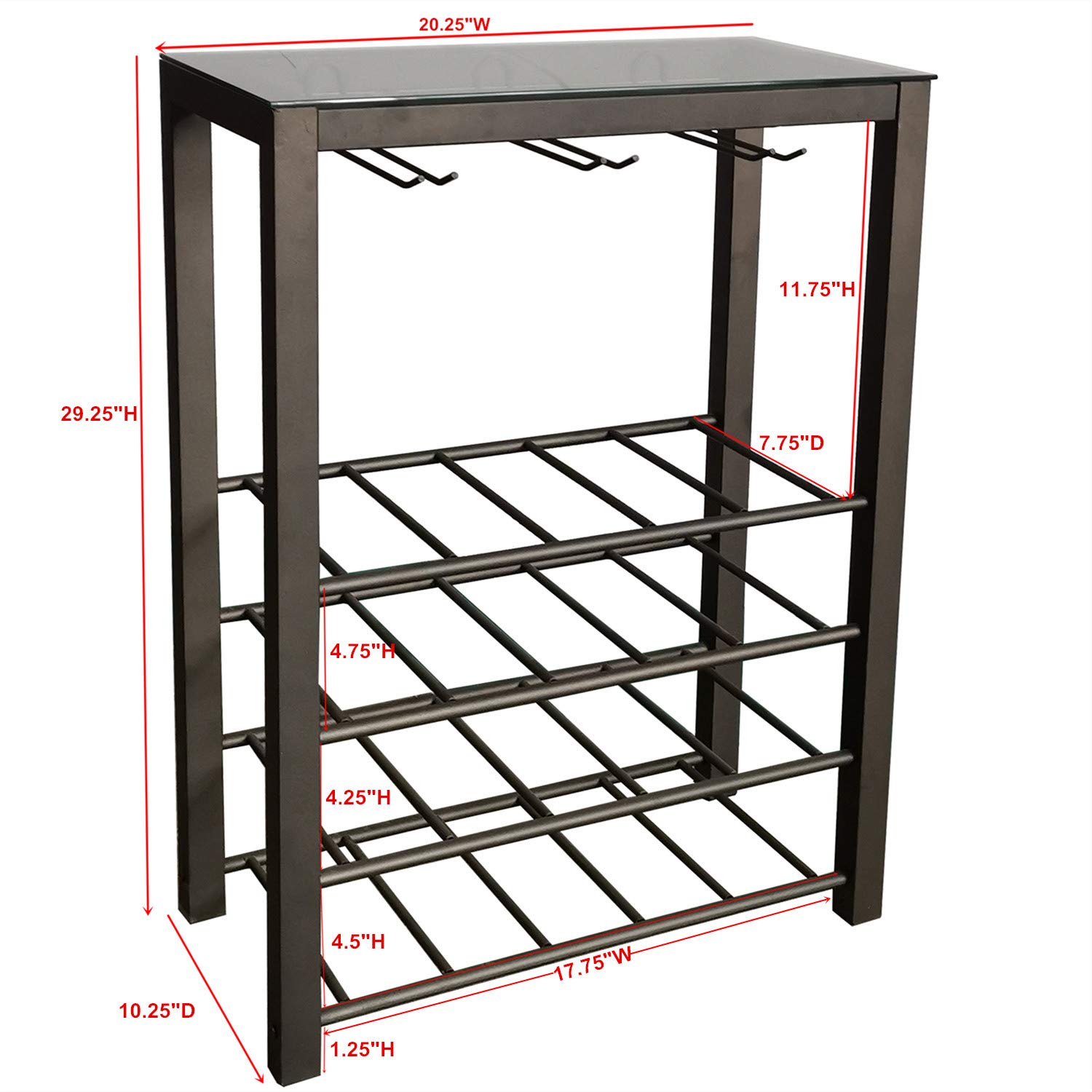 Kings Brand Furniture β Freestanding Floor Wine Rack Storage Table - Hold 20 Bottles with Glasses Holder