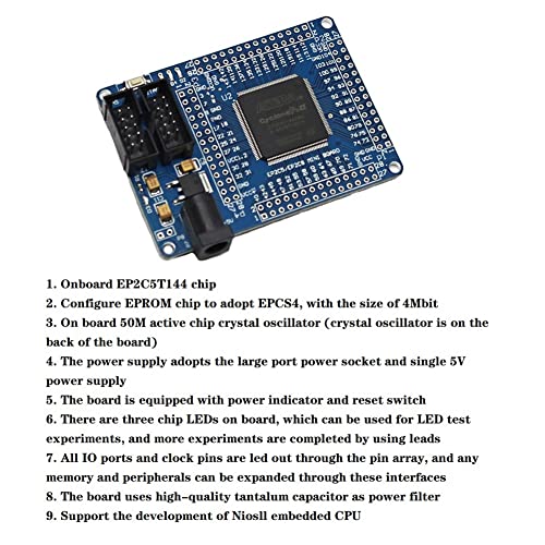 Midautoo EP2C5T144 Development Board FPGA Learning Board Blue Core Board for CycloneII EP2C5T144