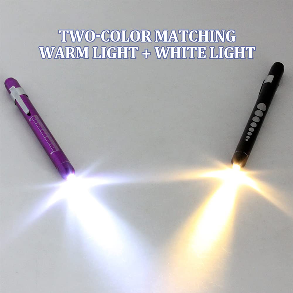 LINNNZI Pen Light for Nurses, 10 Pack LED Medical Pen Light with Pupil Gauge and Ruler - Reusable White & Warm Light LED Torch with Pocket Clip for Students Doctors Daily Use