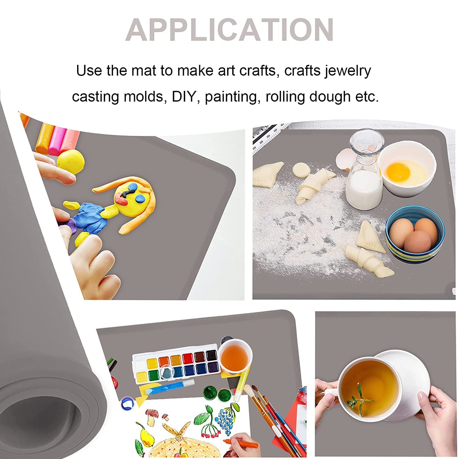 KVK 20×16in Large Silicone Placemats for Adults Babies Toddlers Kids - Food-Grade Silicone Table Mat - Universal for Kitchen Countertop Pastry Rolling Dough 2Pack Cool Grey