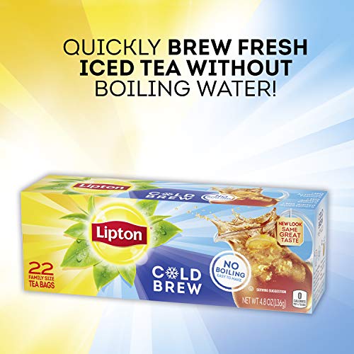 Lipton Cold Brew Iced Tea Bags, Family Size, 22 Count