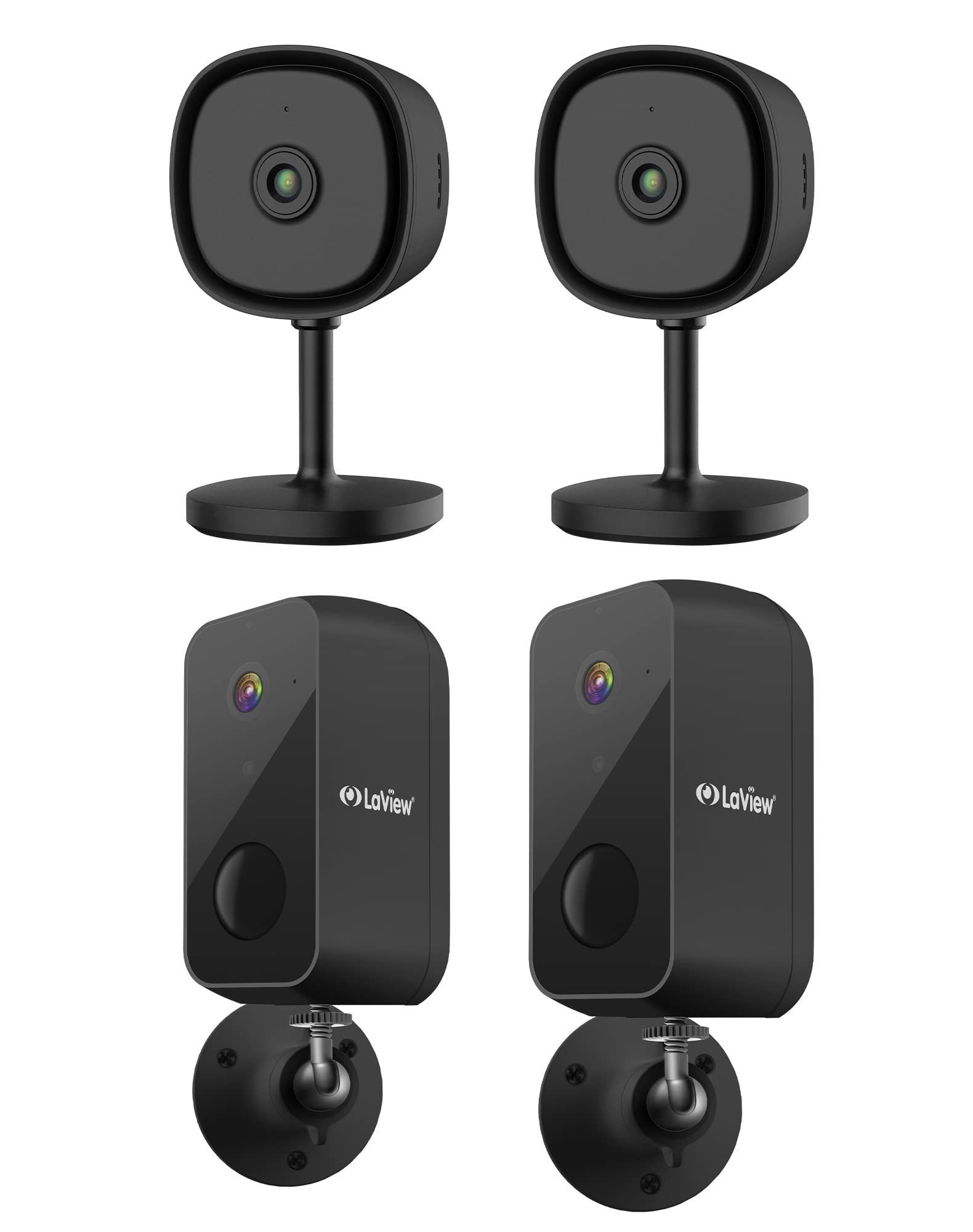 LaView 2K Indoor Security Camera Wired and 1080P Outdoor Camera Wireless with Clear Night Vision,24/7 Live Video,Motion Detection,2 Way Audio,US Cloud/SD Card Storage,Compatible with Alexa