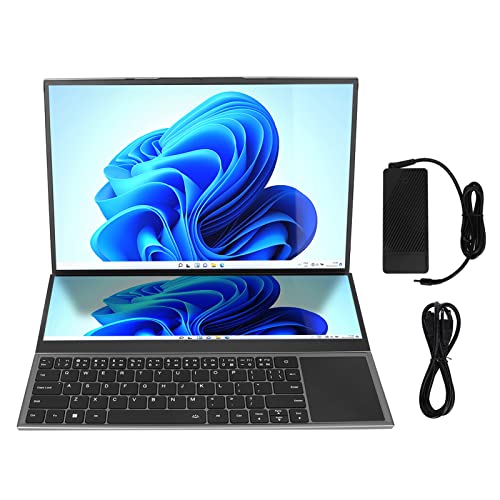 Huleo Dual Screen Laptop, 16in 14in Dual Screen Laptop for Win11 13600mAh Battery for Intel for Core I7 CPU for Playing Games (US Plug)