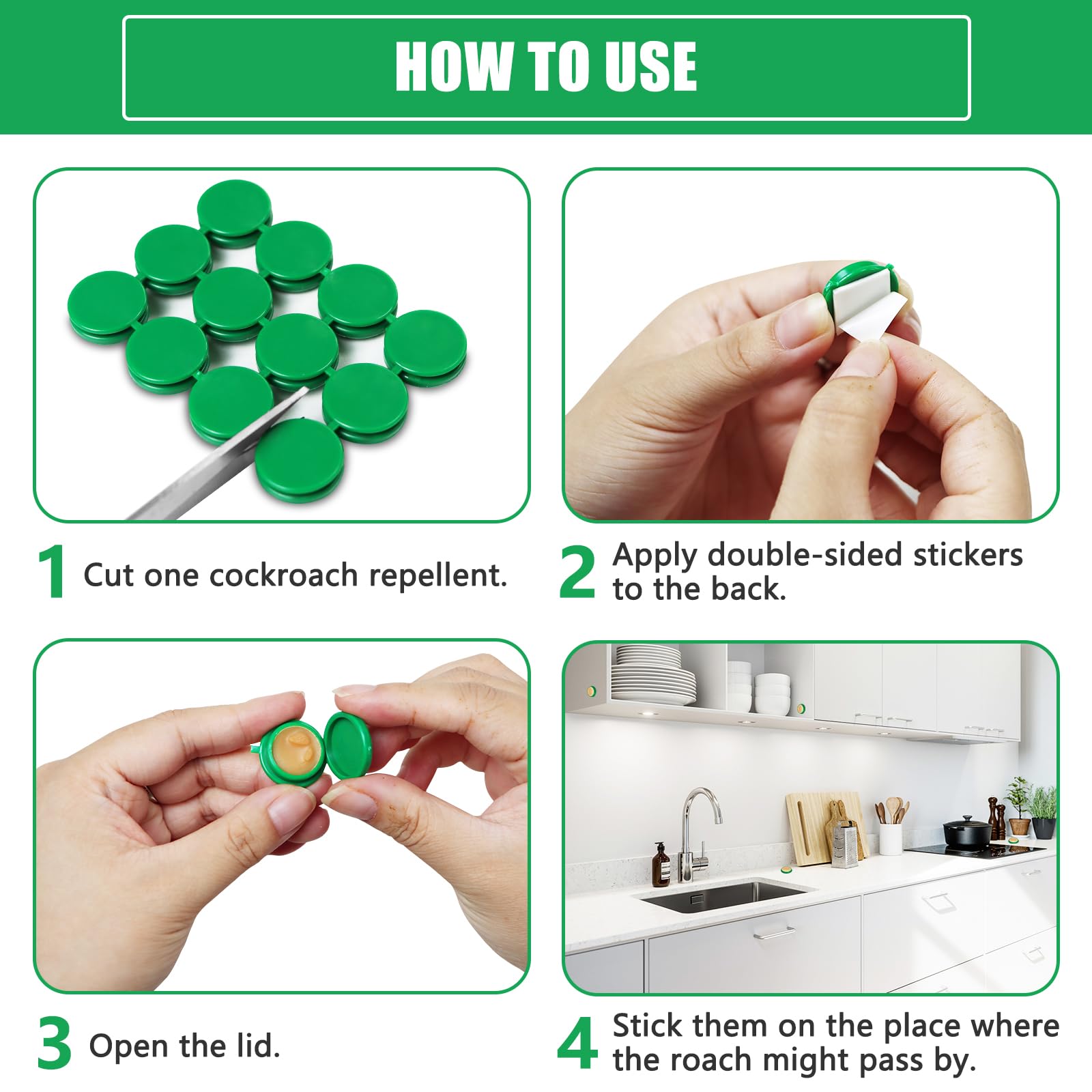 LUOJIBIE Roach Killer Indoor Infestation, Cockroach Killing Traps Indoor/Outdoor, Quick Catch Roach Bait Station for Small & Large Roaches, Roach Repellent, Effectively Roach Control Gel -12P