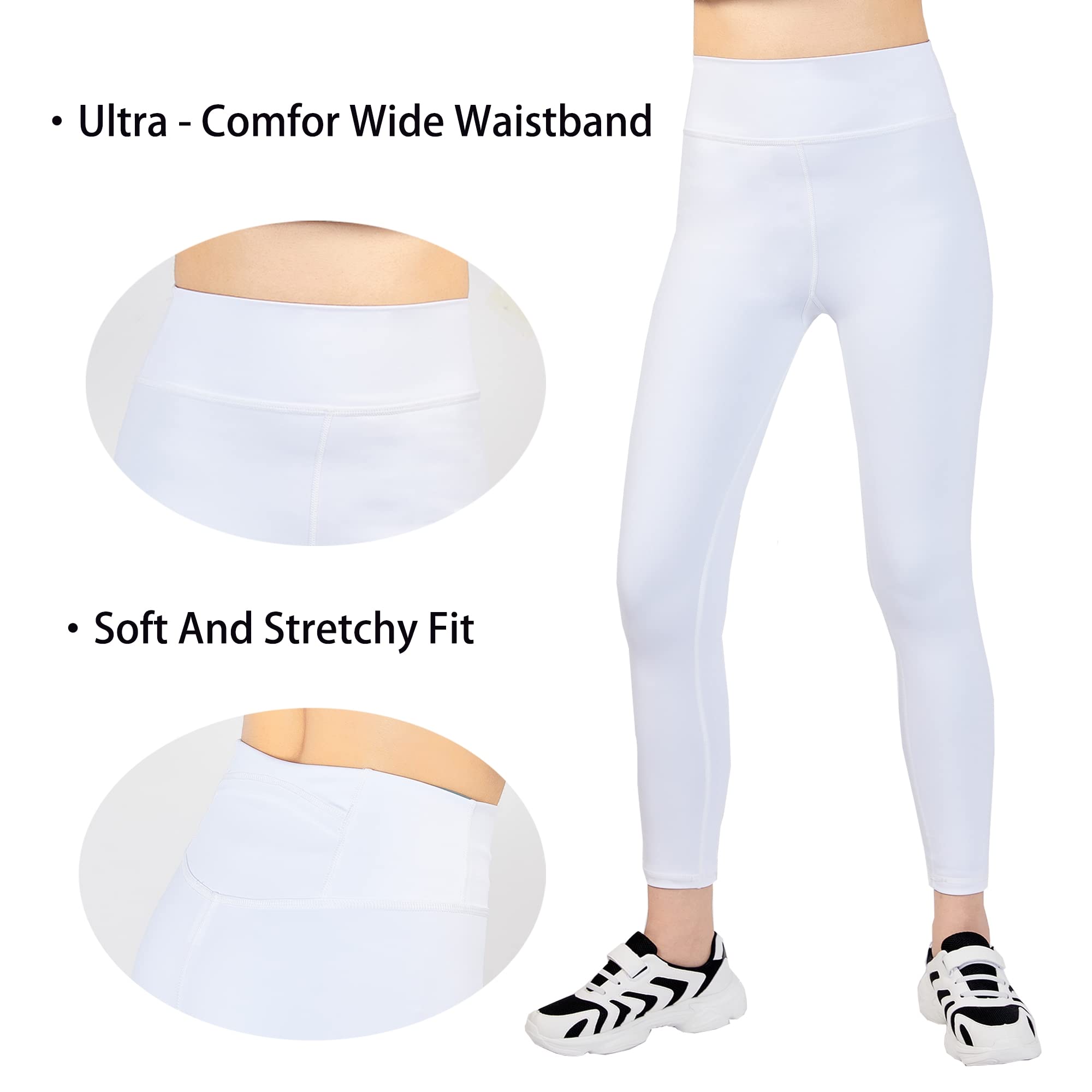 Kiderence Toddler Girls Athletic Leggings Kids Black Yoga Pants with Pocket Size 130