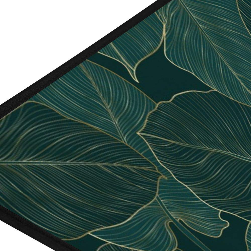 Kitchen Rugs Floor Standing Mats Absorbent Non Slip Cushioned Sink Office Desk Laundry Green Monstera Area Rugs Water Absorbent Balcony Porch Home Decor 39x20 inch