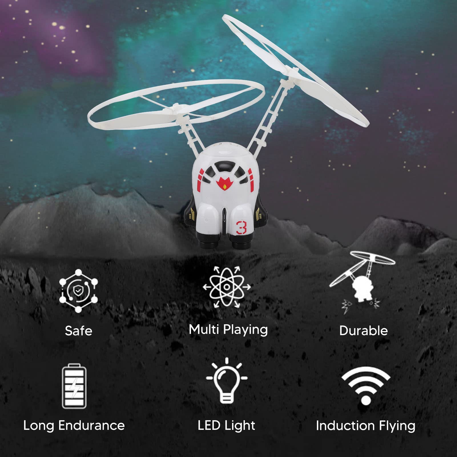 LBEC Induction Flying Vehicle Toy, Strong Motor Kids Induction Flying Vehicle Double Blades for Daily Play