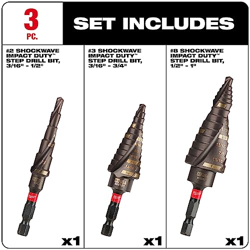 Milwaukee Titanium Shockwave Impact Duty Step Bit Kit (3-Piece)