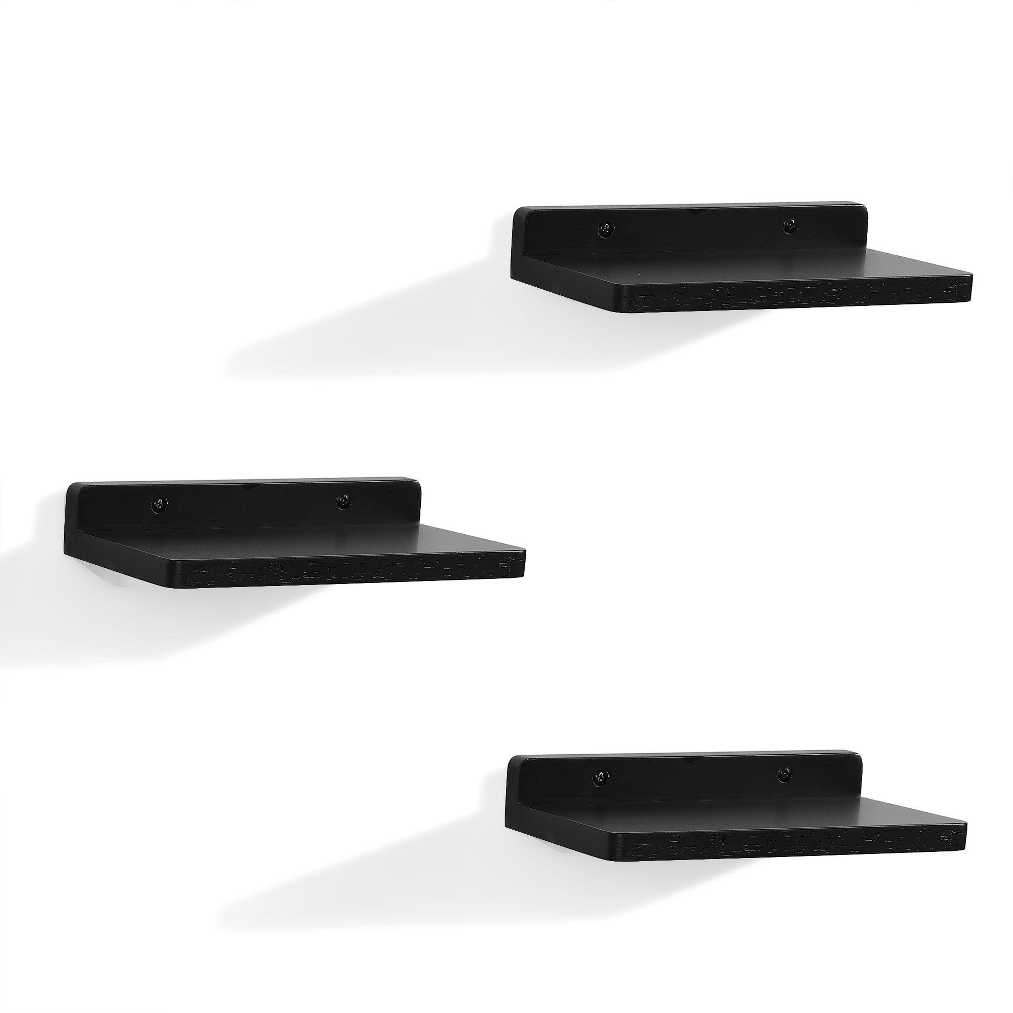 NIUBEST Small Floating Shelf,5 x 8.5 Inch,Set of 3 Small Wall Shelf for Bedroom Living Room Bathroom Kitchen Office (Black)