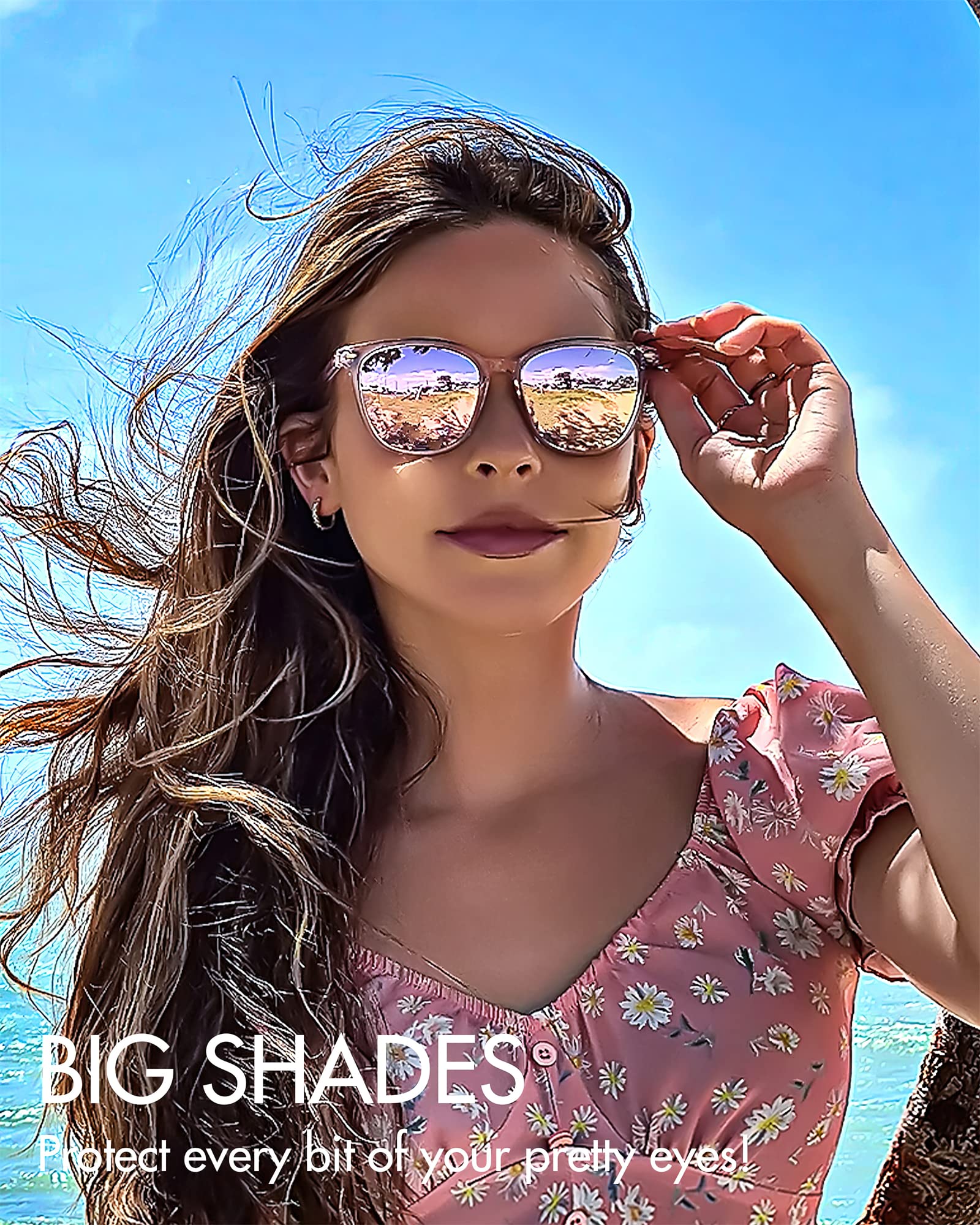 Myiaur Women's Polarized Sunglasses with Mirrored Lens & UV400 Protection - Trendy & Stylish Large Glasses