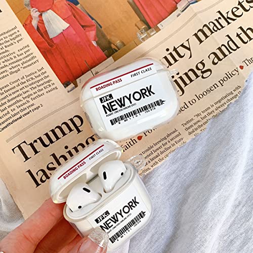 ONLYOU Compatible with Airpods 3rd Case Ticket Design Clear Stylish Cute Korean with Canabina TPU Airpods Case Transparent Cover 3rd (AirPods 3rd Generation) Newyork