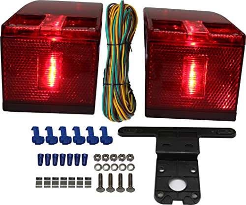 MAXXHAUL 70468 Trailer Light Kit - 12V All LED, Rectangular Left and Right Waterproof Submersible for Trailers, Boat Trailer Truck Marine Camper RV Snowmobile
