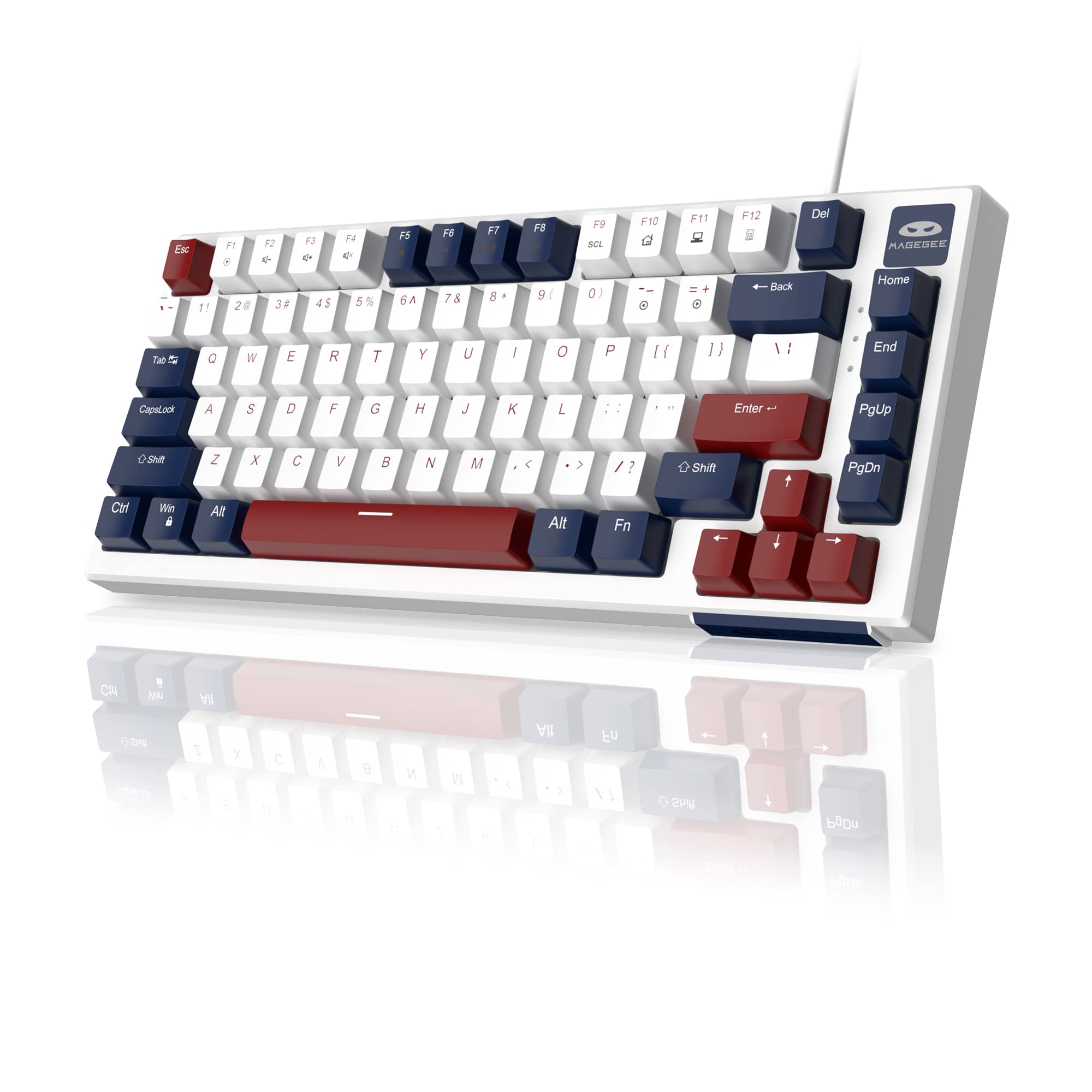 MageGee Mechanical Keyboard, Wired Gaming Keyboard Backlit Ultra-Slim USB Keyboards with Blue Switches 81 Keys for PC Windows Computer Laptop(Blue White)…