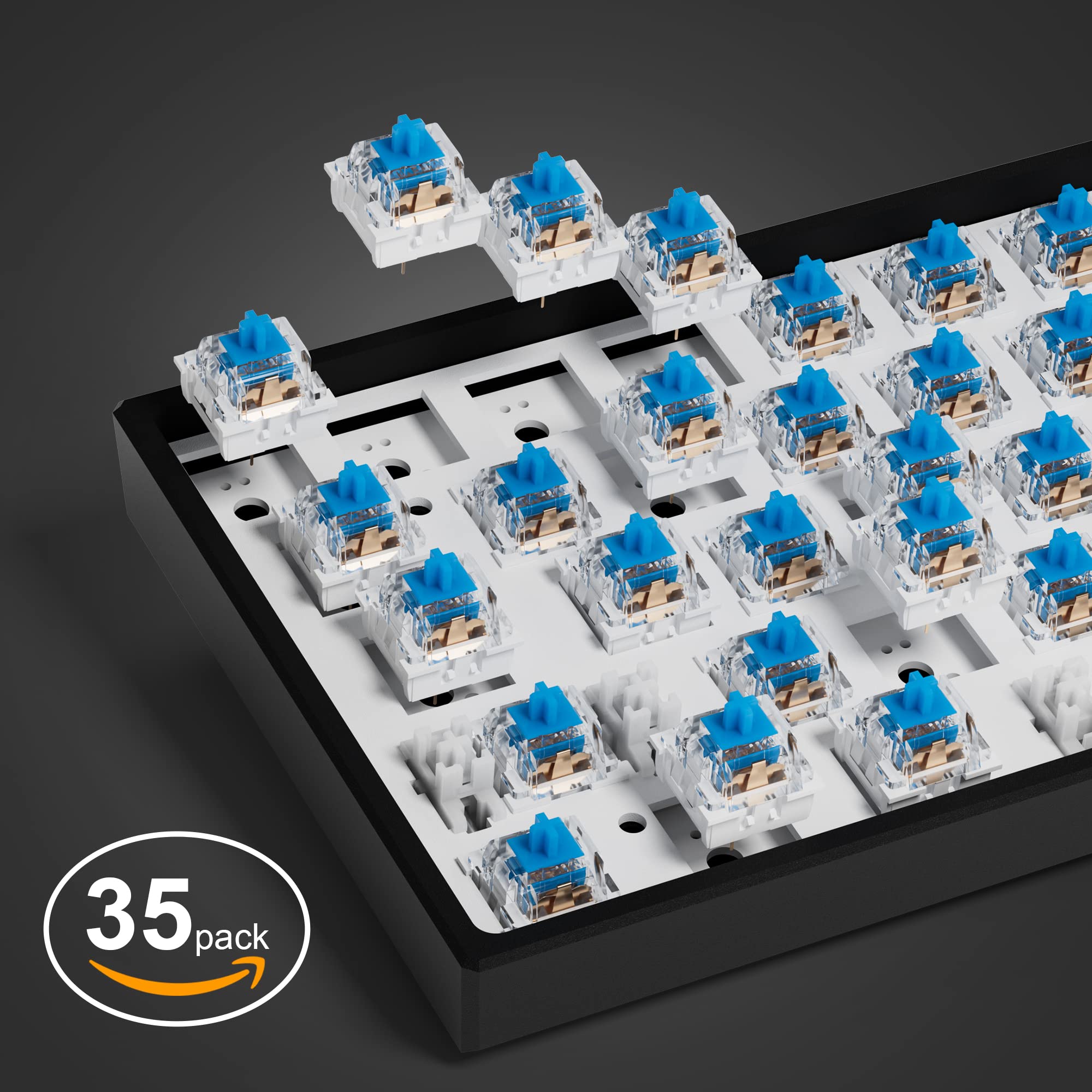 Keyboard Switches, OUTEMU Blue Switches for Mechanical Keyboard, 3 Pin 50gf Clicky Switches (35pcs)