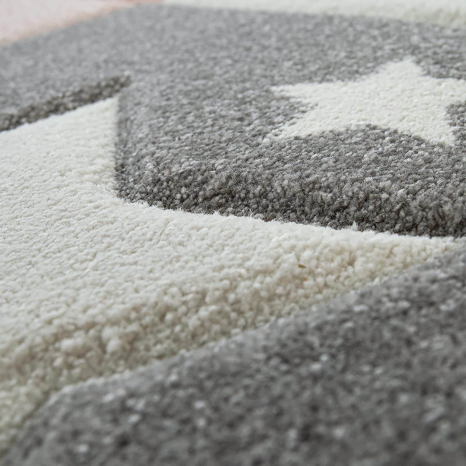 Paco Home Kids Rug for Nursery Checkered with Dots & Stars in Pink White Grey, Size: 2'8" x 4'11"
