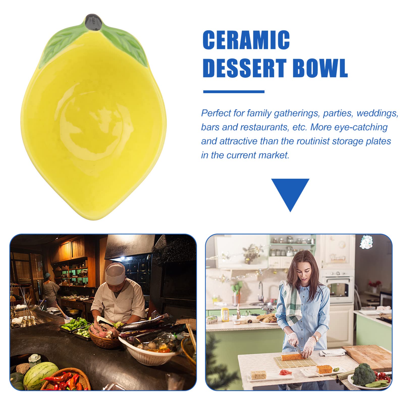 Kichvoe 4.7 * 3Inch Fruit Shaped Bowl Ceramic Lemon Shape Salad Bowl Decorative Snack Candy Nut Bowl Dessert Bowl Serving Plate for Home Kitchen