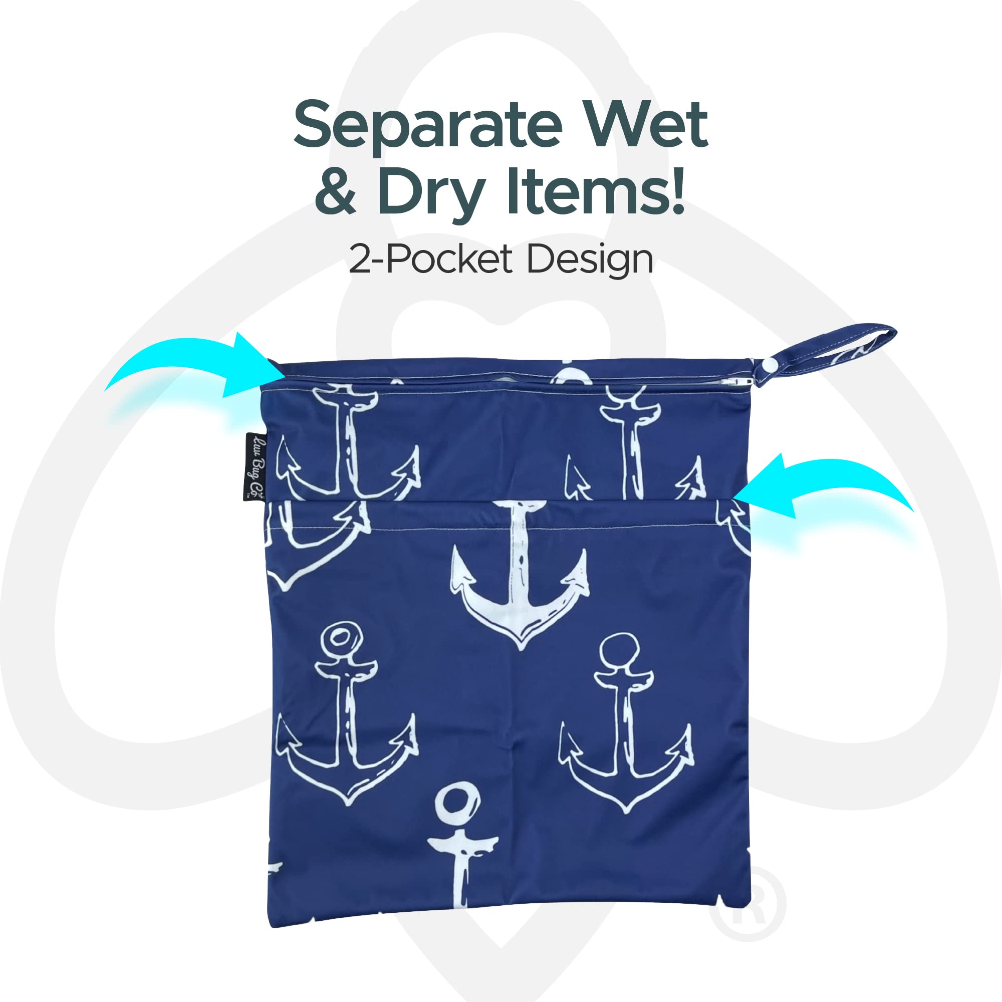 Luv Bug Wet Bag PVC-Free, Eco-Friendly, and Fashionable (1 Bag) | Easy Clean, Reusable, and Waterproof (White Palm Trees)
