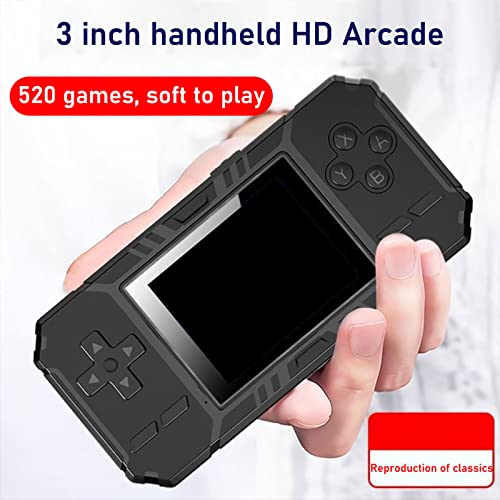 Levmjia Portable Handheld Games Console Built-in 520 Classic Retro Video Games Rechargeable Battery Mini Electronic Game Player Birthday Gift for Boys Girls