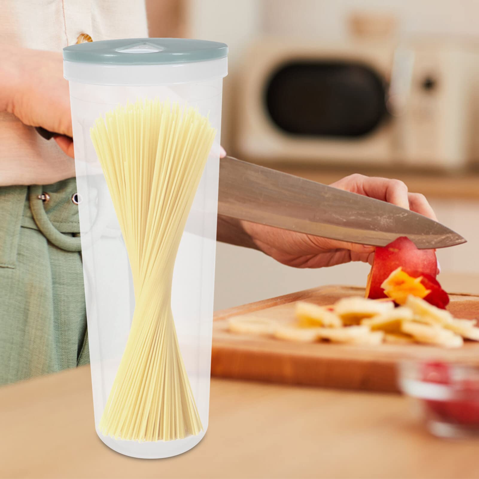 Kichvoe Pasta Storage Bin Pasta Storage Container Airtight Spaghetti Box Pantry Noodles Canister Holder Plastic Food Containers with Lock Lids for Dry Food Noodle Sugar Flour Cereal