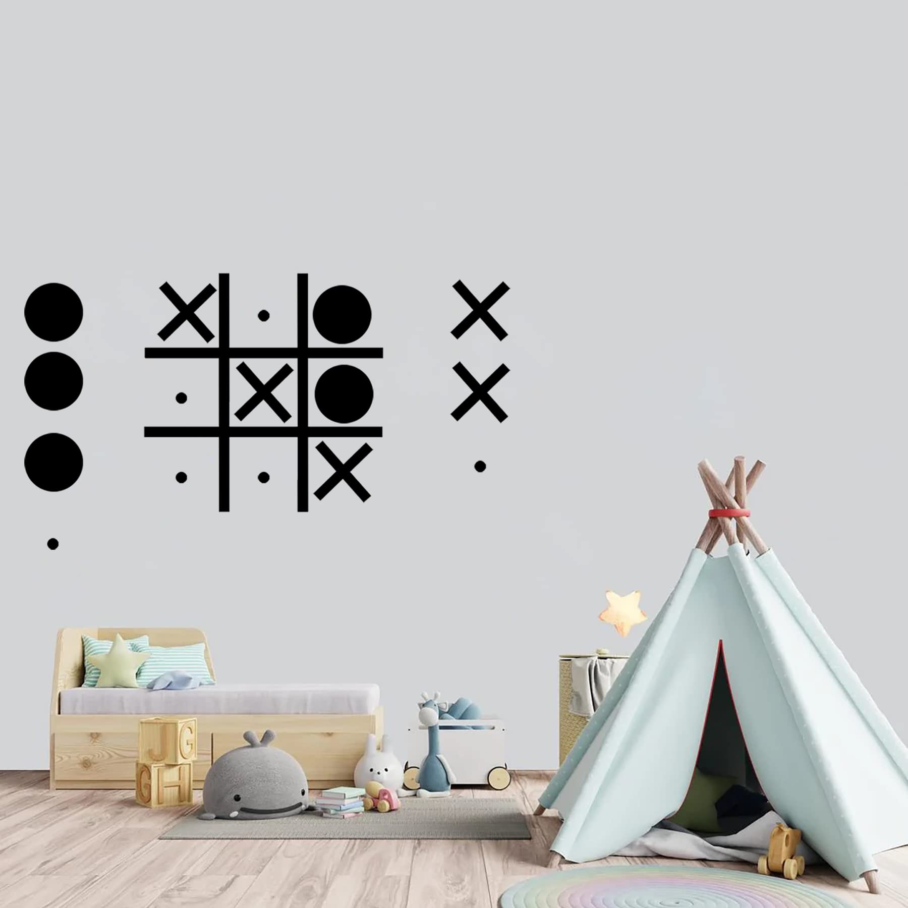 Magnetic Tic Tac Toe Wall-Mount Game, Wall Art for Kids Room, Playroom Wall Decor for Boys & Adults(PVC)