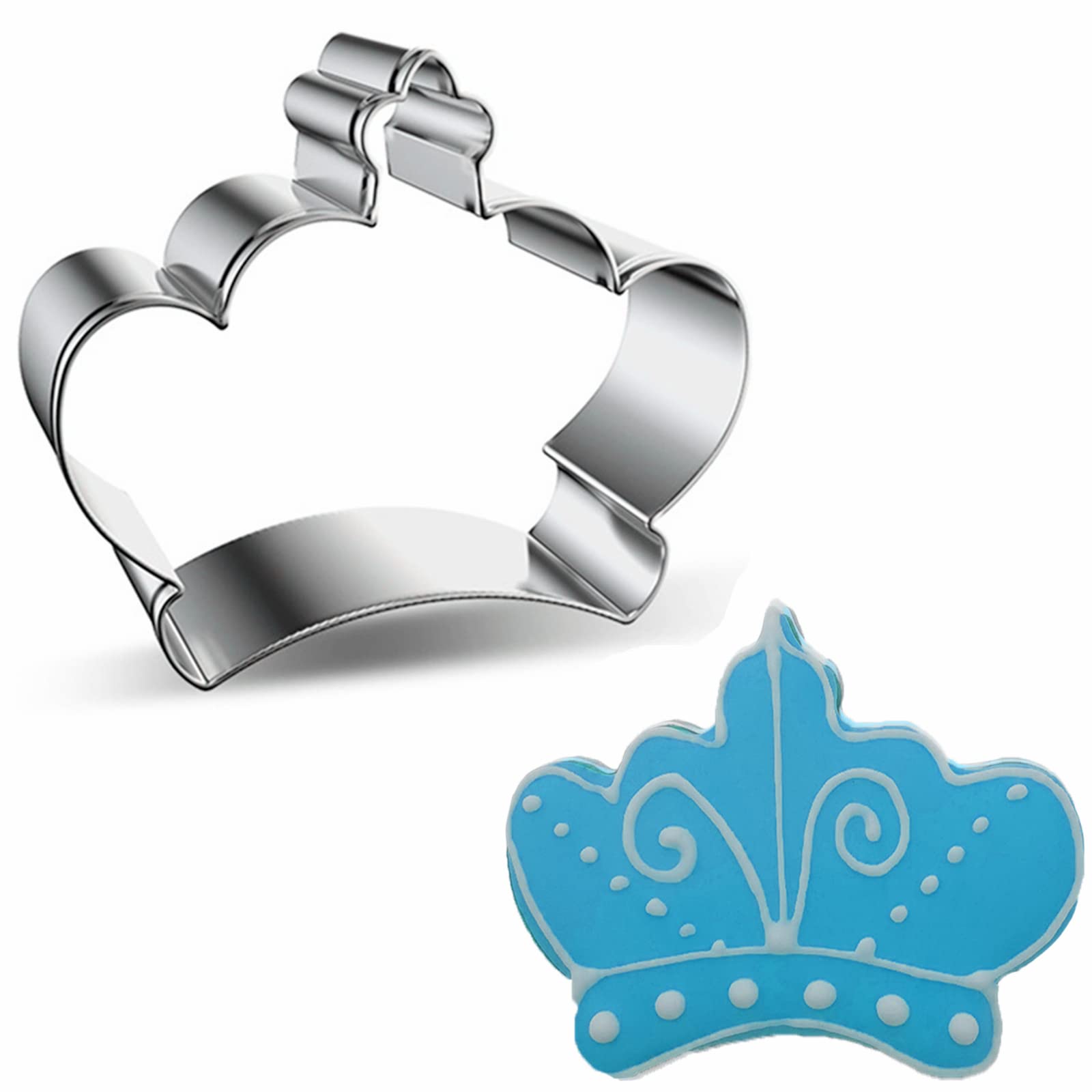 Large Size Crown Shaped Cookie Cutter, Stainless Steel Queen/King/Prince/Princess Crown Cookie Cutter, 4.6 Inches (Model 1)