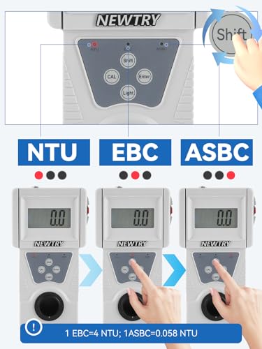 NEWTRY Turbidity Meter, Portable Digital Water Turbidimeter, ISO7027 Compliant, Accuracy 0.1, 0-200NTU, LCD with Backlight, for Lab Water Treatment Plant Wine Industry