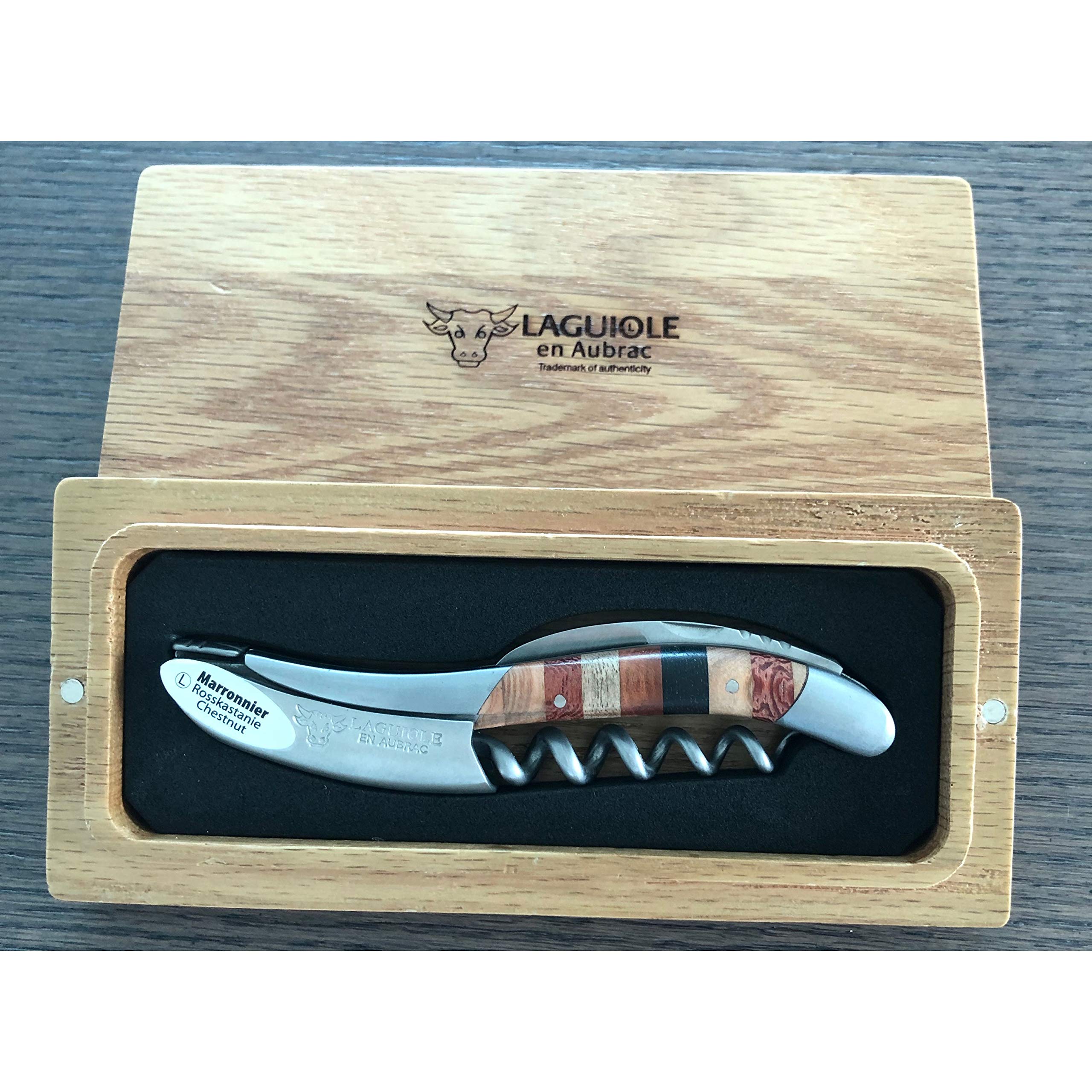 Laguiole En Aubrac Sommelier Waiter's Corkscrew, Woodstock Wood Handle, Wine Opener With Foil Cutter & Bottle Opener