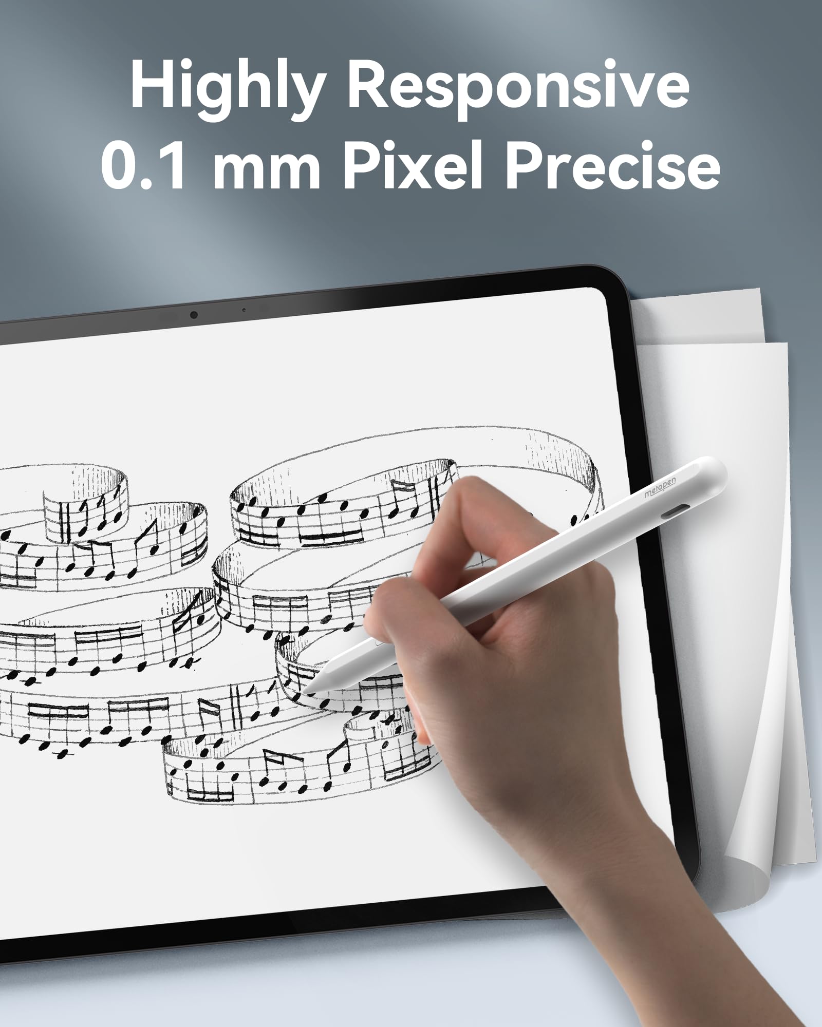 Metapen Pencil Tips for Apple Pencil 2nd and 1st Generation - 1:1 Original Size (4pcs, 2X More Durable), Fit Well with iPad Pen for iPad Pro/Mini/Air, Active Stylus Nibs (White, NOT Yellow)