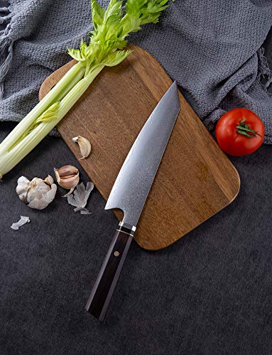 Kiritsuke Chef Knife,GRANDSHARP Kitchen Knife Damascus Pro Sharp VG10 High Carbon Stainless Steel 67-Layer Meat Sushi Fruit Cutting Cleaver Chef Knife[Gift Box]Ergonomic Wooden Handle-8 Inch
