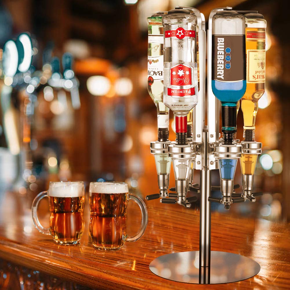 Liquor Dispenser Alcohol Dispenser Bar Dispenser Bottle Liquor Dispenser Bar Rotating Liquor Holder 6 Bottle Professional Alcohol Dispenser Station