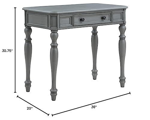 OSP Home Furnishings Country Meadows 36 Inch Writing Desk with Drawer, Plantation Grey