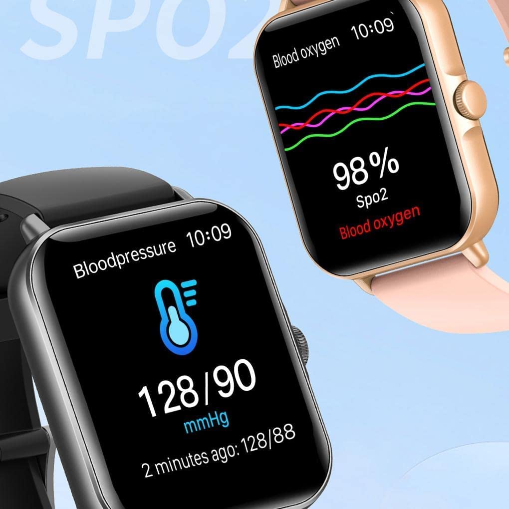 Multifunctional Bluetooth Calling Casual Smartwatch 1.7" IPS Full Touch Screen Metal Casing Custom Interface Heart Rate Blood Pressure and Sleep Detection Available for IOS&Android System (Black)