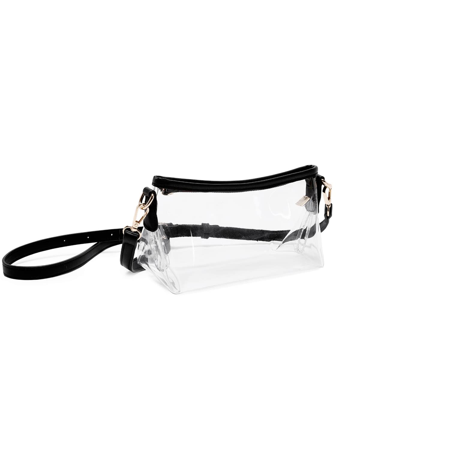 LAM GALLERY Women's Small Clear Crossbody Bag Stadium Approved PVC Clear Purse for Work and Concert - Black