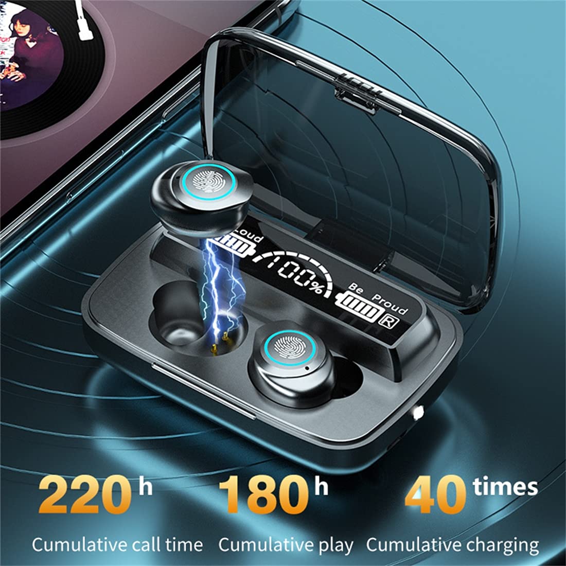 NEFSO Wireless Ear Buds, Bluetooth Headphones, Waterproof Ear Buds with Charging Case for Android iOS TV Pad Gaming Computer Laptop Sport