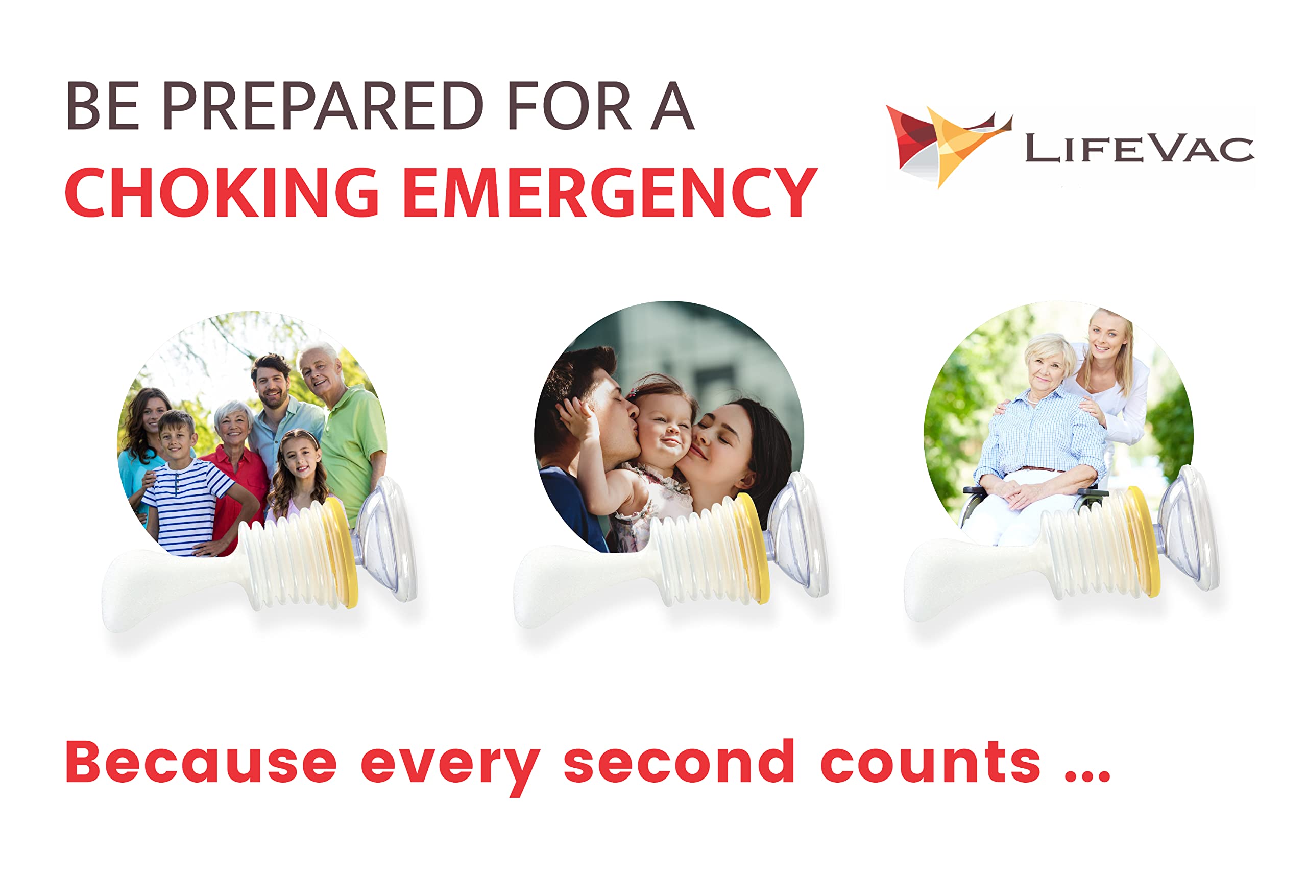 LifeVac Choking Rescue Device for Kids and Adults | Portable Airway Assist & First Aid Choking Device | Yellow Travel Kit