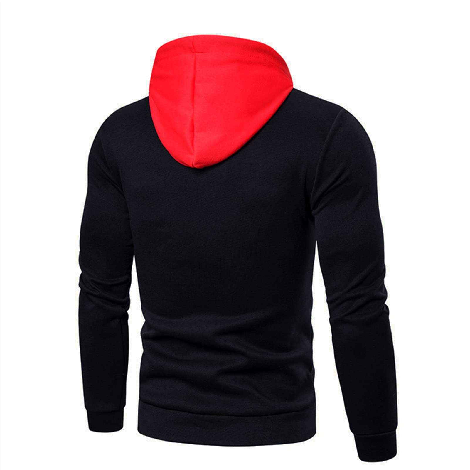 Maiyifu-GJ Men Casual Drawstring Slim Fit Hoodies Novelty Patchwork Pullover Hoodie Lightweight Athletic Hooded Sweatshirts (Black,X-Large)